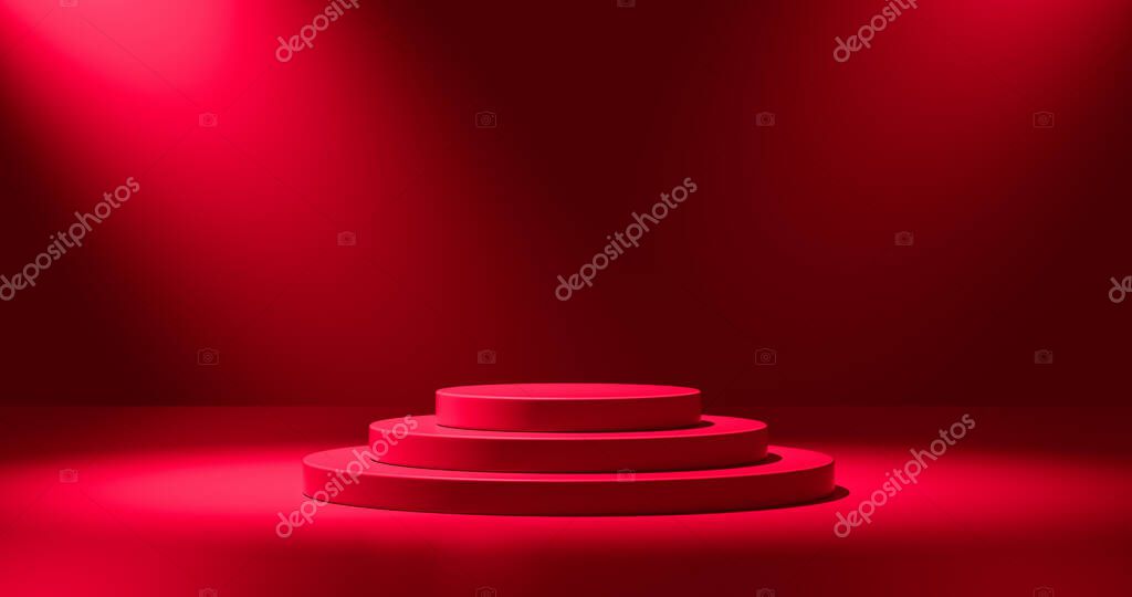 Podio Rojo Blanco Para Presentación Del Producto Pedestal Redondo Color ...