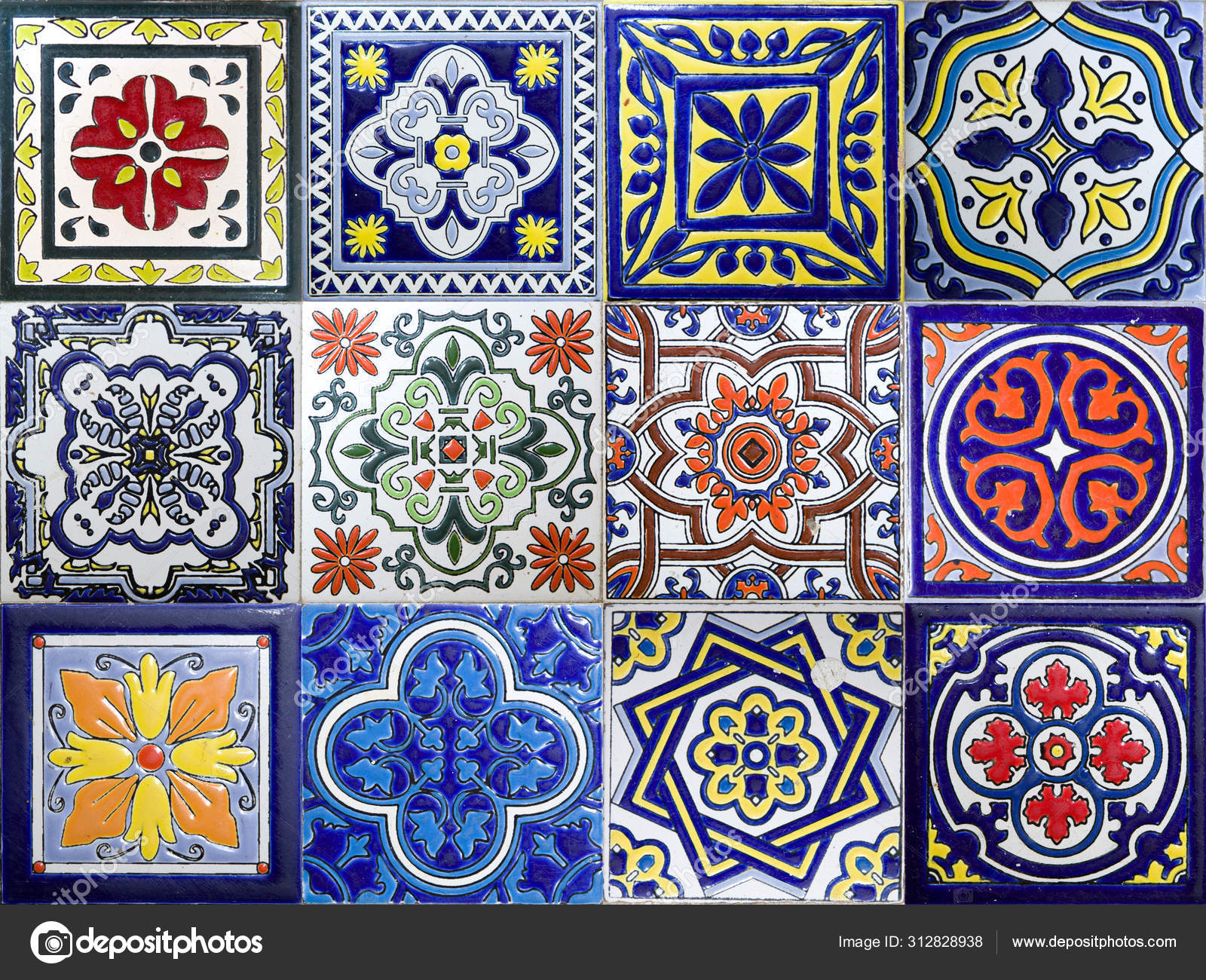 Set Colorful Traditional Ceramic Tiles Cartagena Colombia Stock Photo ...