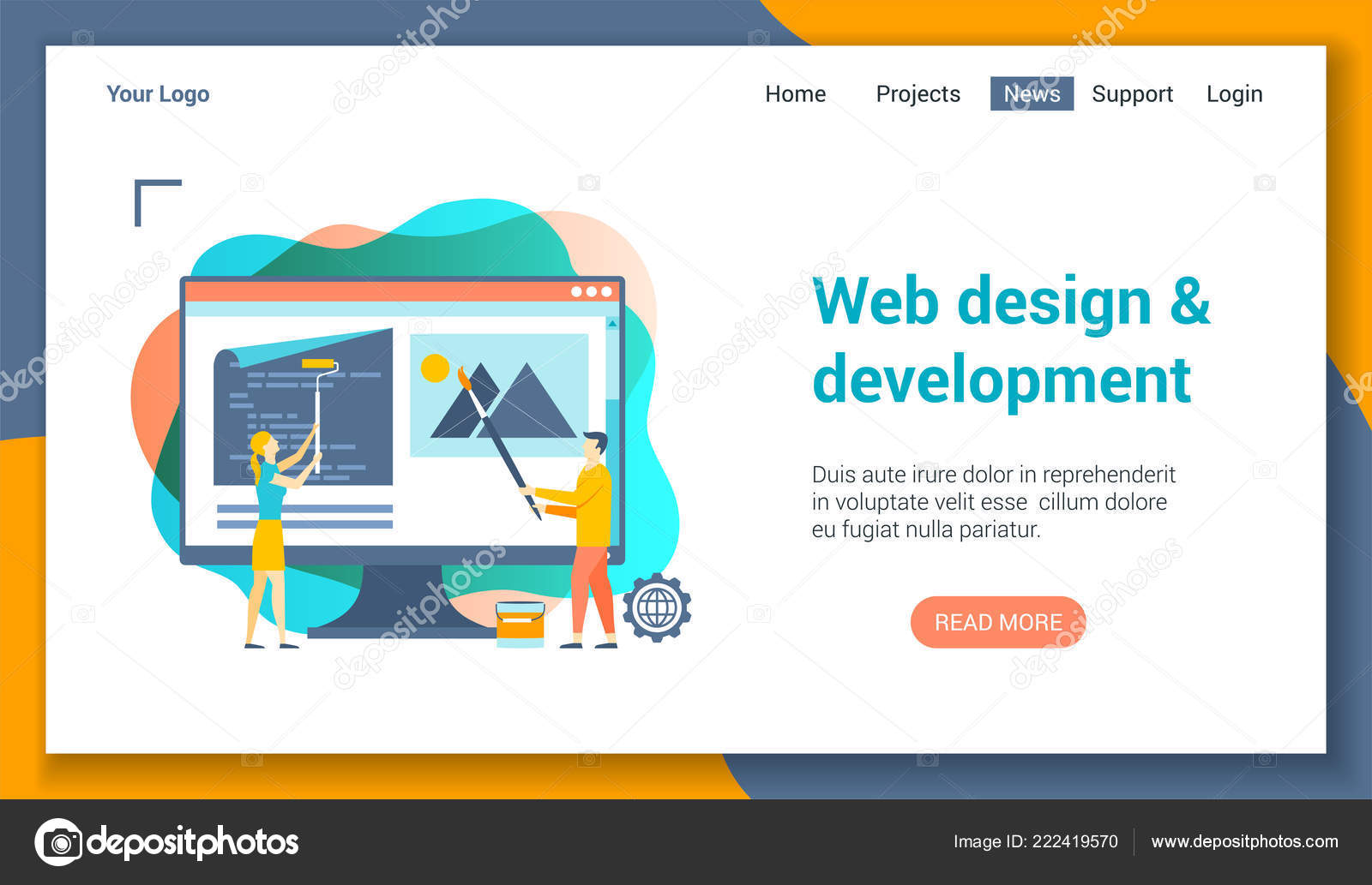 Flat Design Concept Web Development Theme Vector Illustration Mock ...