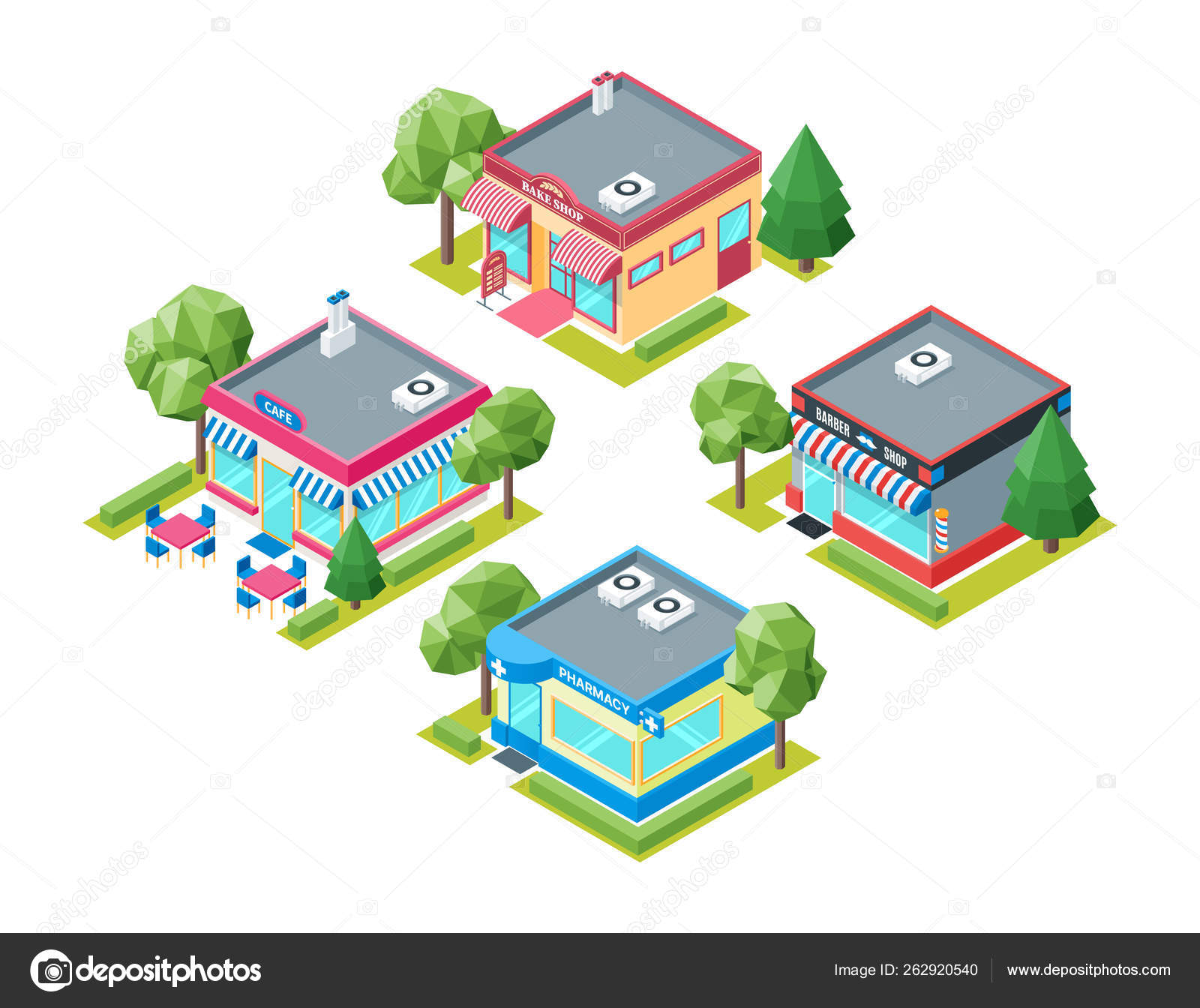 Isometric buildings set2 — Stock Vector © Genestro #262920540