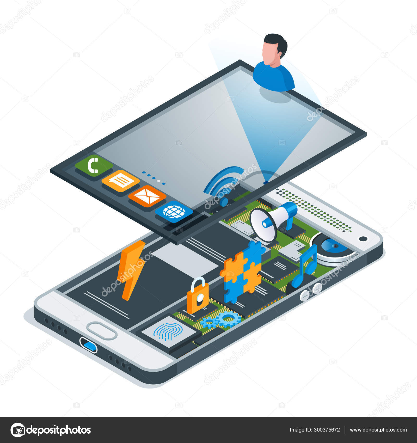 Estructura del teléfono móvil Vector de stock por ©Genestro 300375672