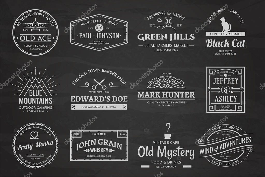 Conjunto de logos de tiza de plantilla vintage 01 2023