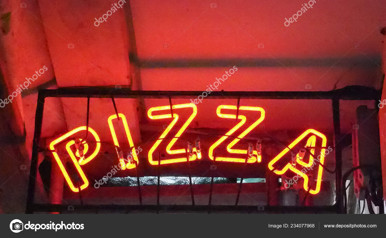 Red Neon Pizza Sign Pizzeria — Stock Photo © claudiodivizia #234077968