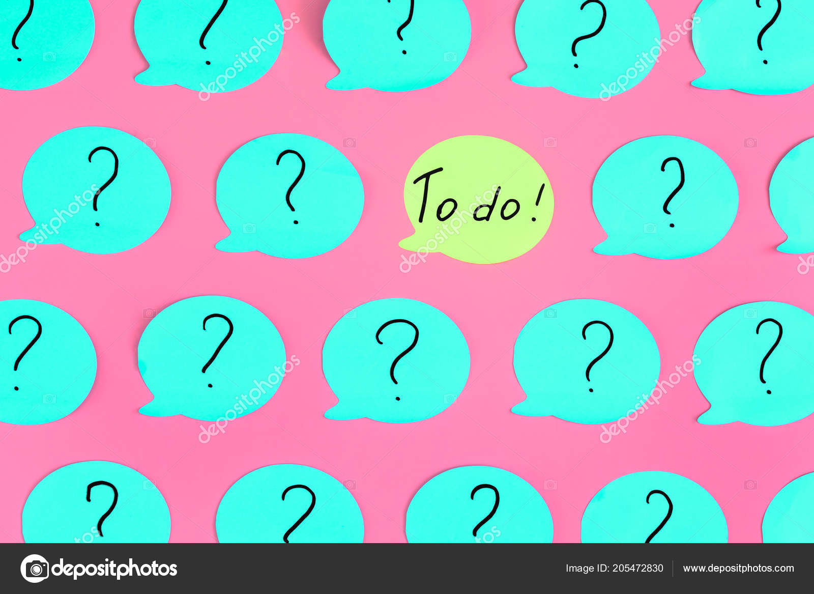 Photo Turquoise Stickers Question Marks Pink Background Center Green ...
