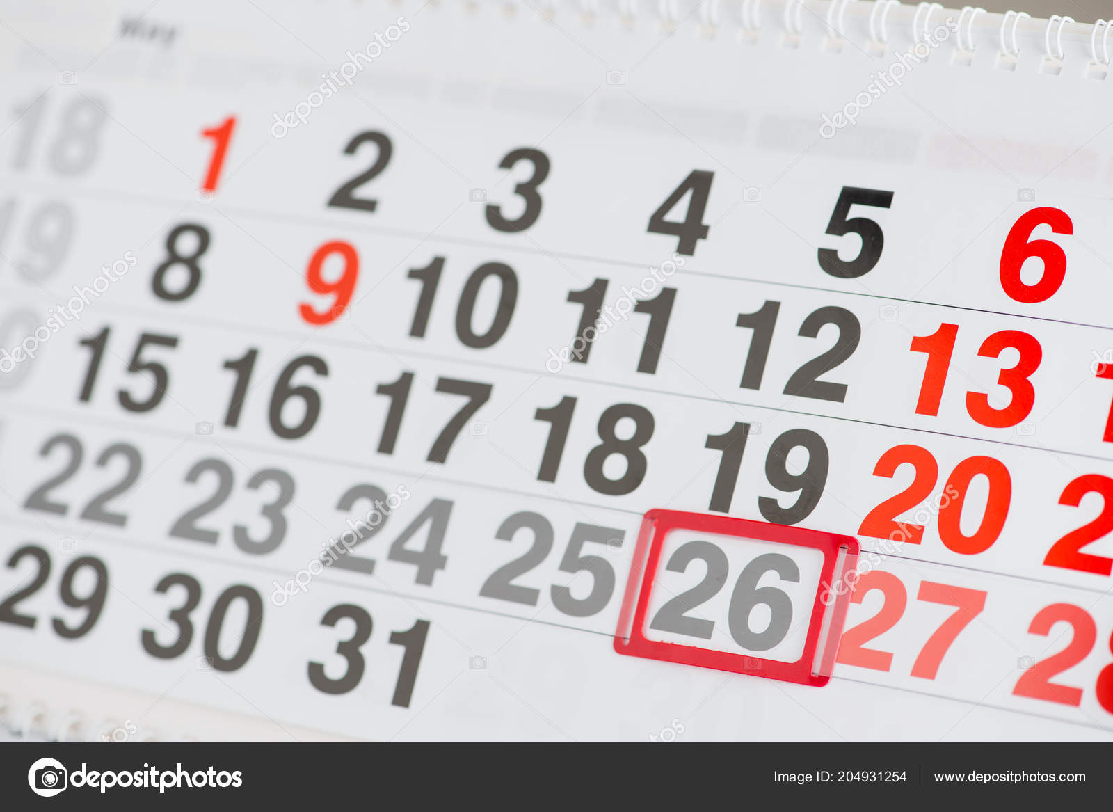 Calendar 26 May close-up, shallow dof Stock Photo by ©smspsy 204931254