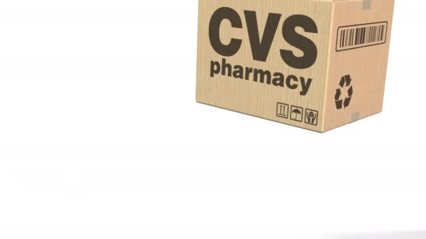 Falling box with CVS pharmacy logo. Editorial 3D animation — Stock ...
