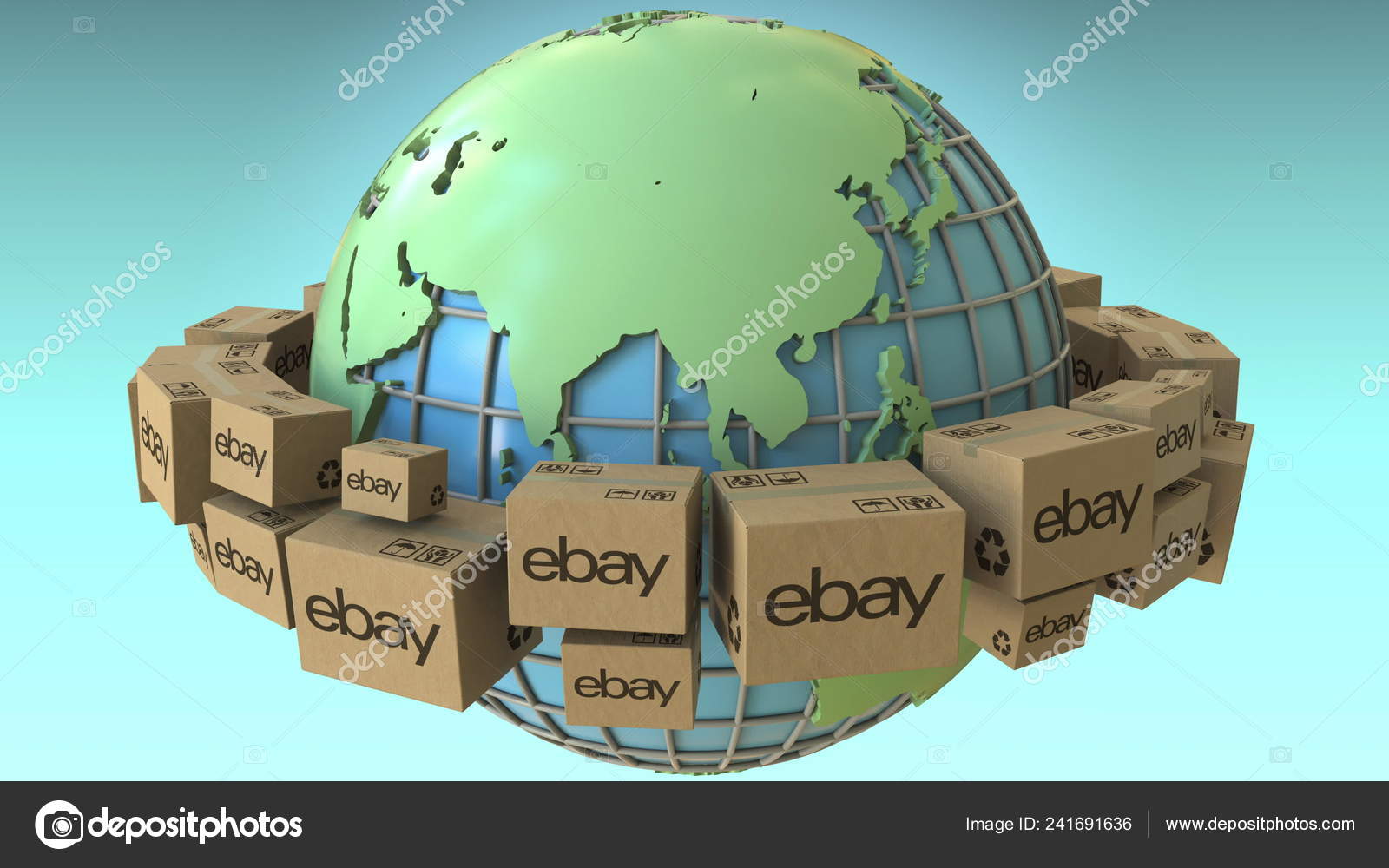 Many cartons with eBay logo around the world, Asia emphasized ...
