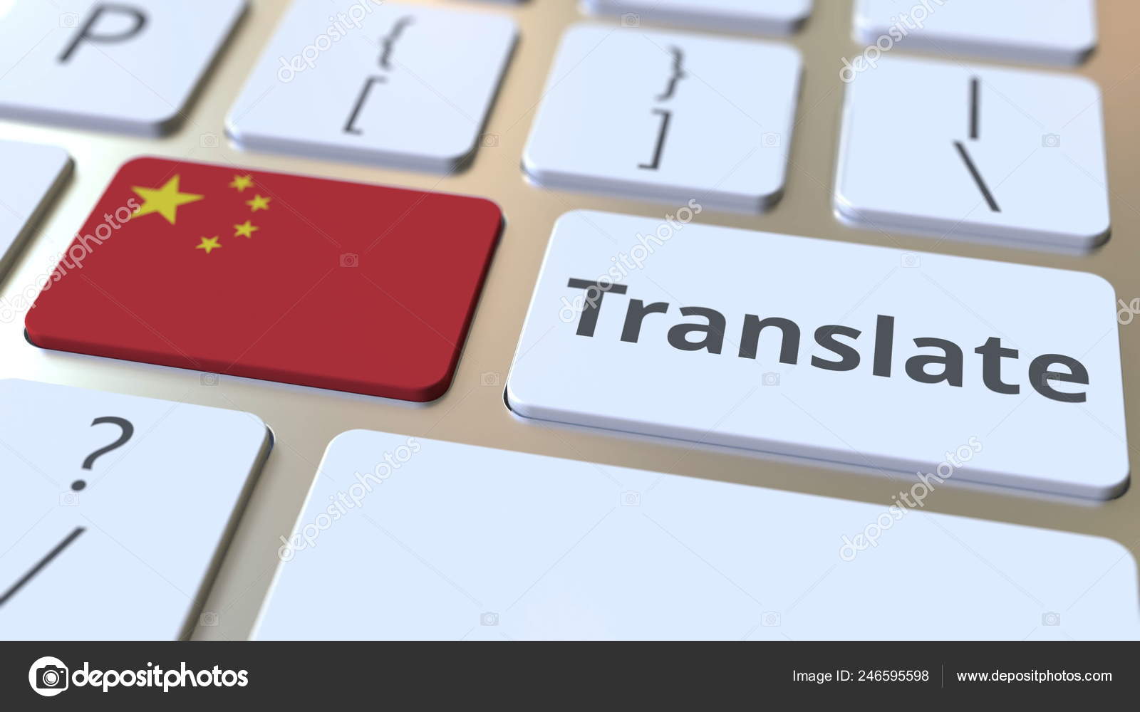 TRANSLATE text and flag of China on the buttons on the computer ...