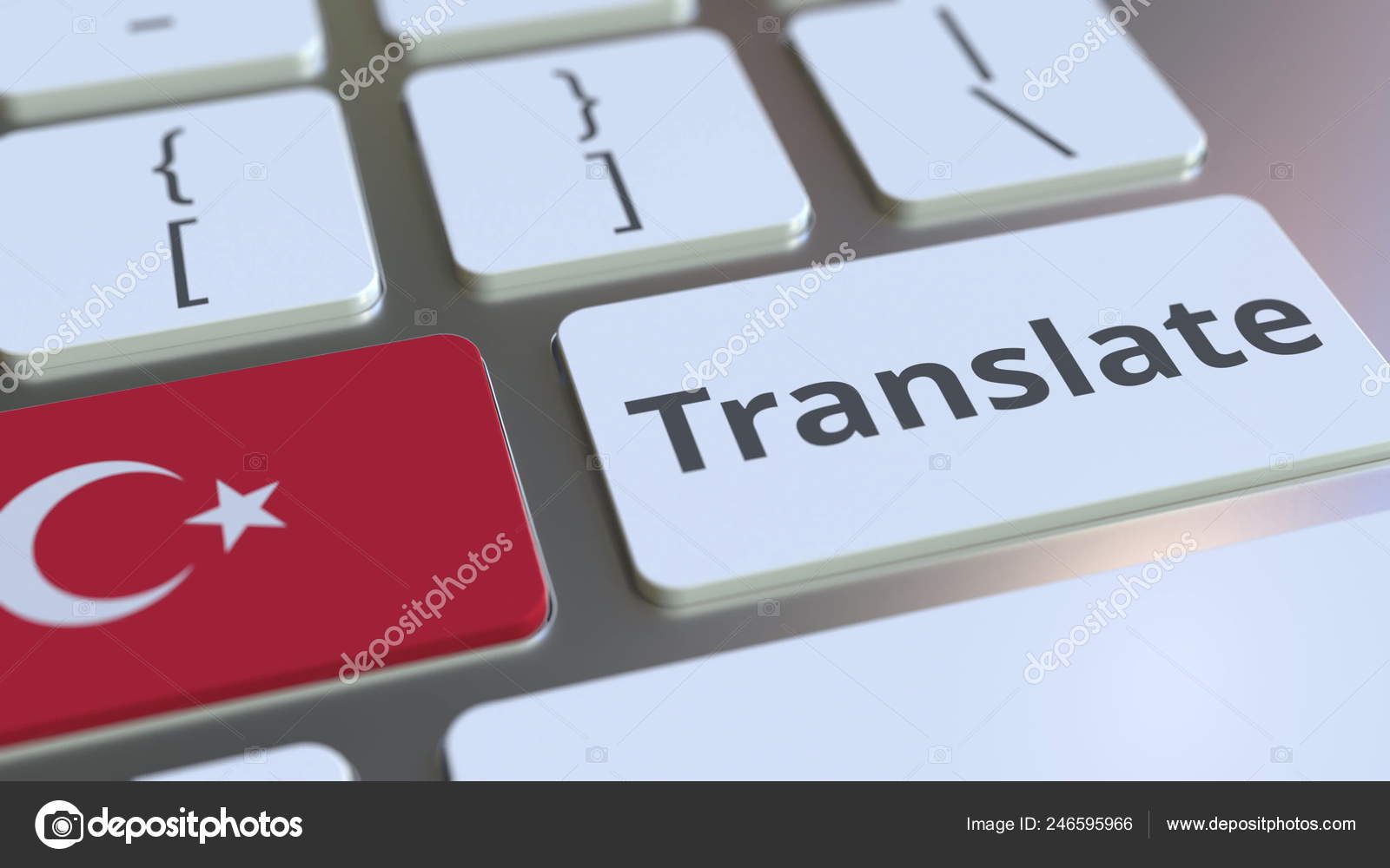 TRANSLATE text and flag of Turkey on the buttons on the computer ...