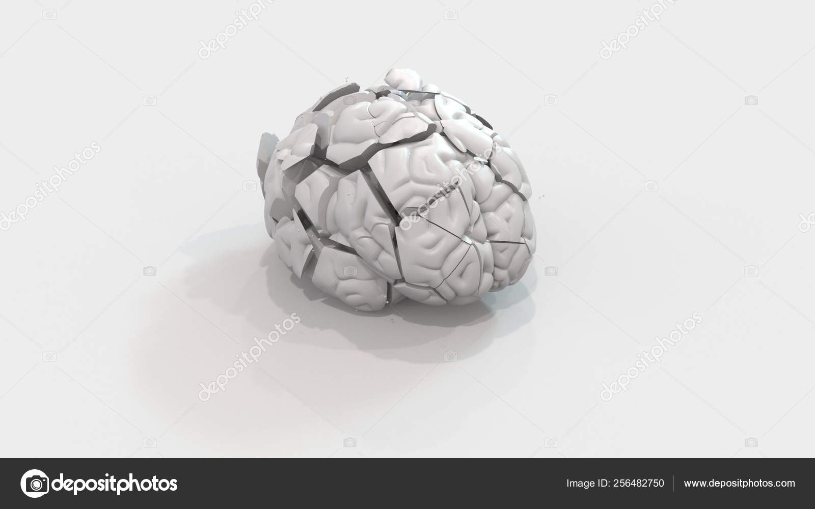 Breaking plaster human brain model. Disease, stress or idea crisis ...