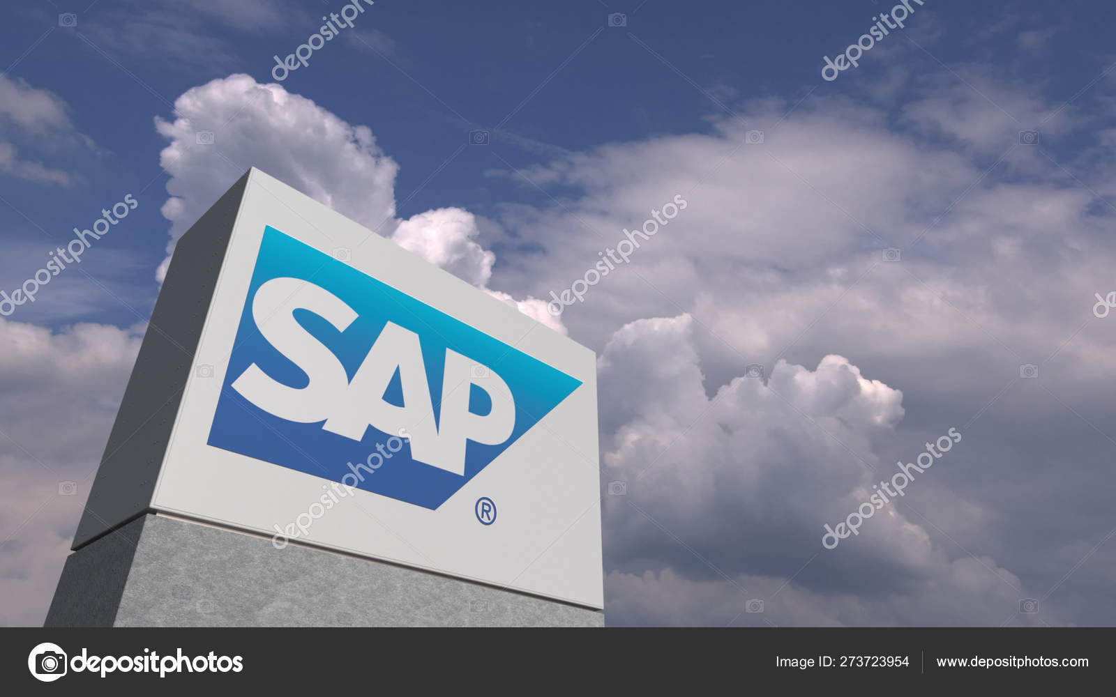 SAP logo against sky background, editorial 3D rendering – Stock ...