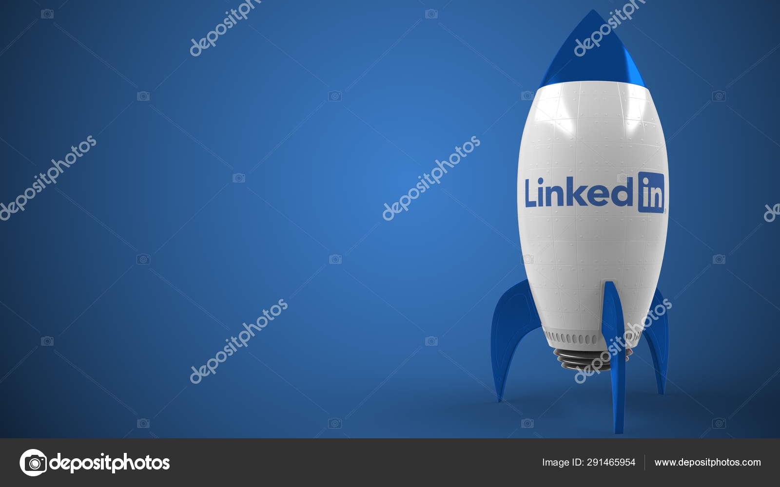 LINKEDIN logo against a rocket mockup. Editorial conceptual success ...