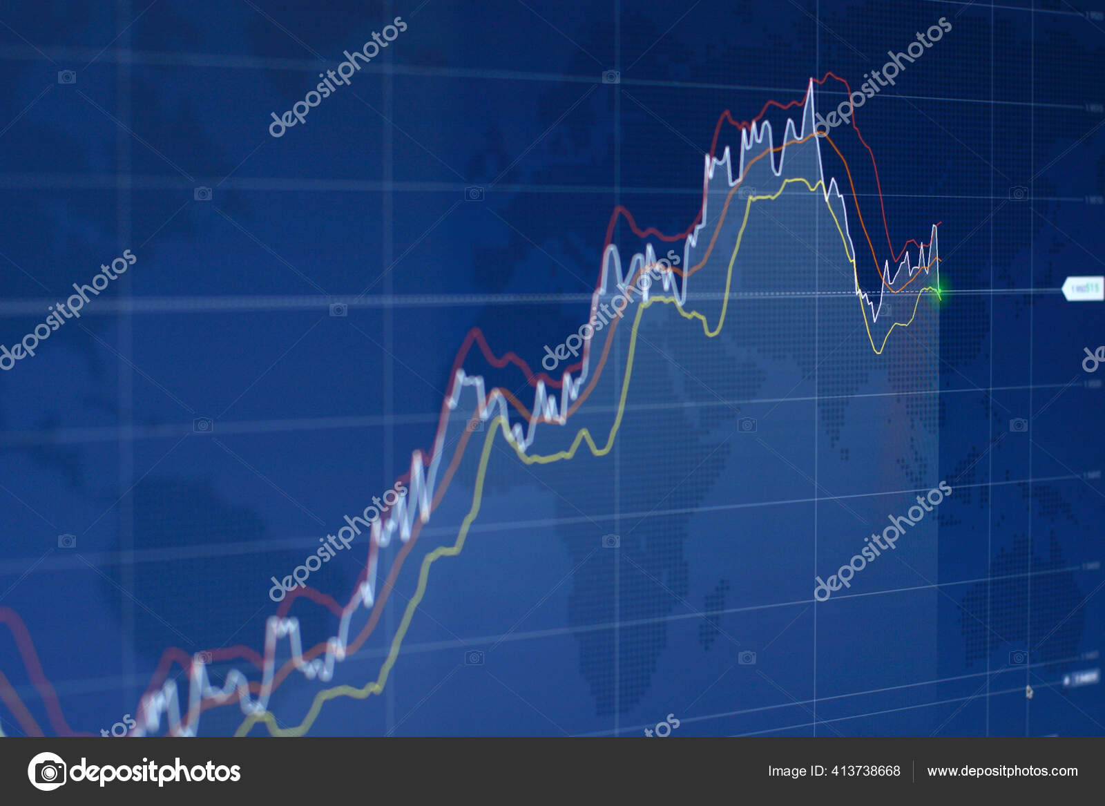 Line Chart Showing Market Trading Conditions Blue Background — Stock ...