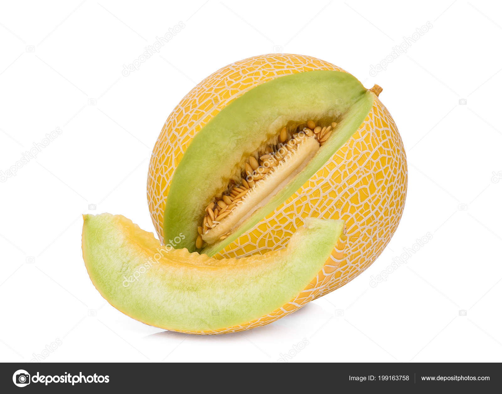 Whole Slice Pearl Orange Melon Isolated White Background — Stock Photo ...