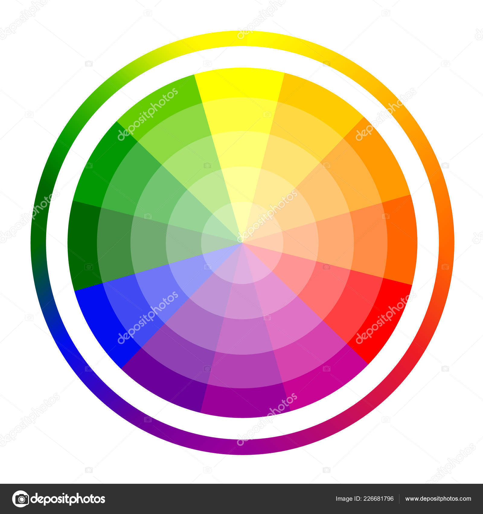 Vektorillustration des Farbkreises von zwölf Farben. Stock-Vektorgrafik ...