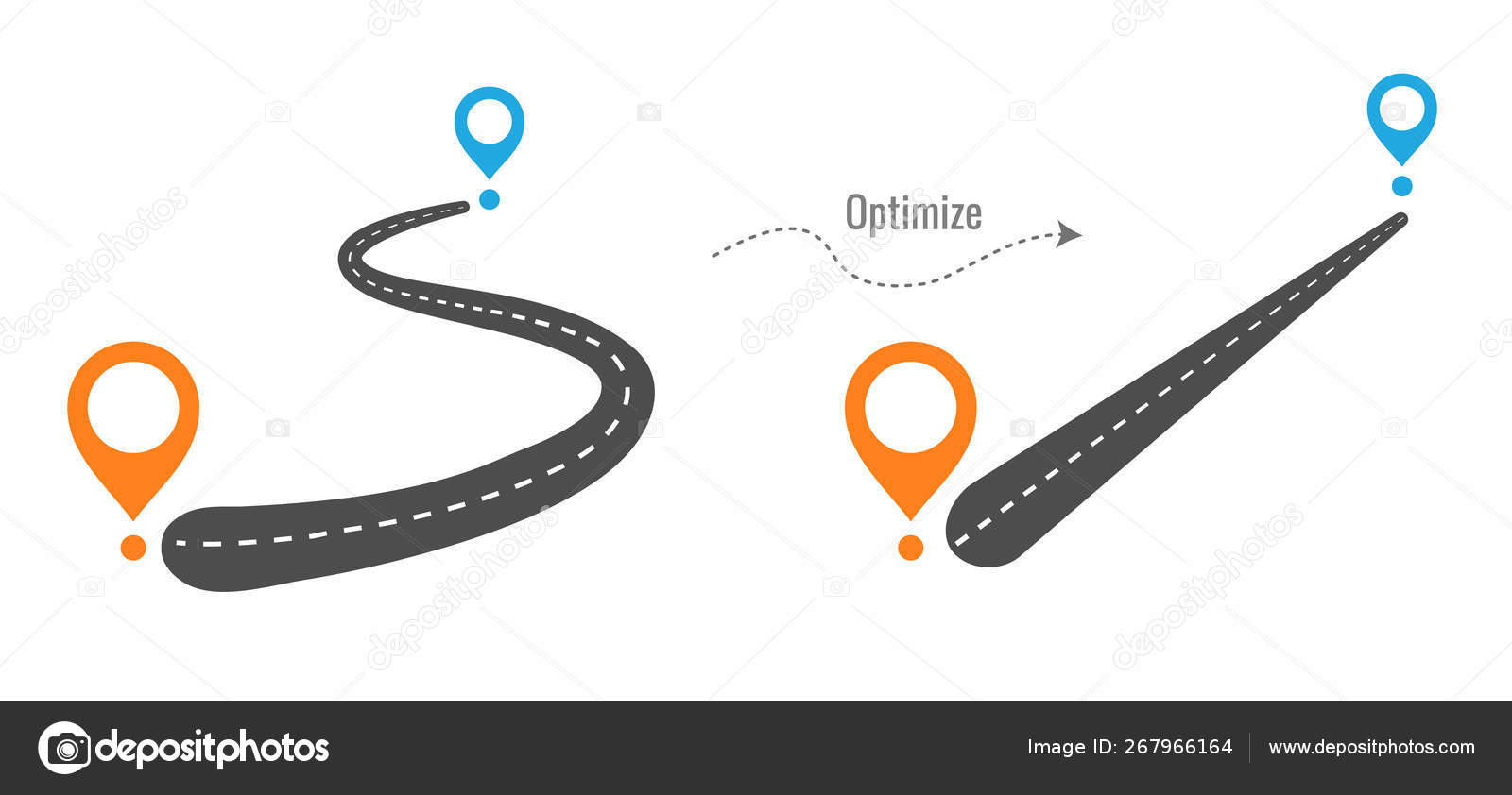 The road from point A to point B. how to lay the optimal and direct way ...
