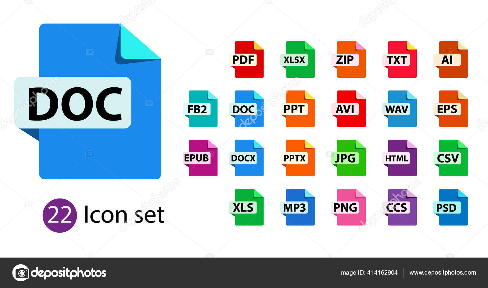 Collection of vector icons. File format extensions icons. Stock Vector ...