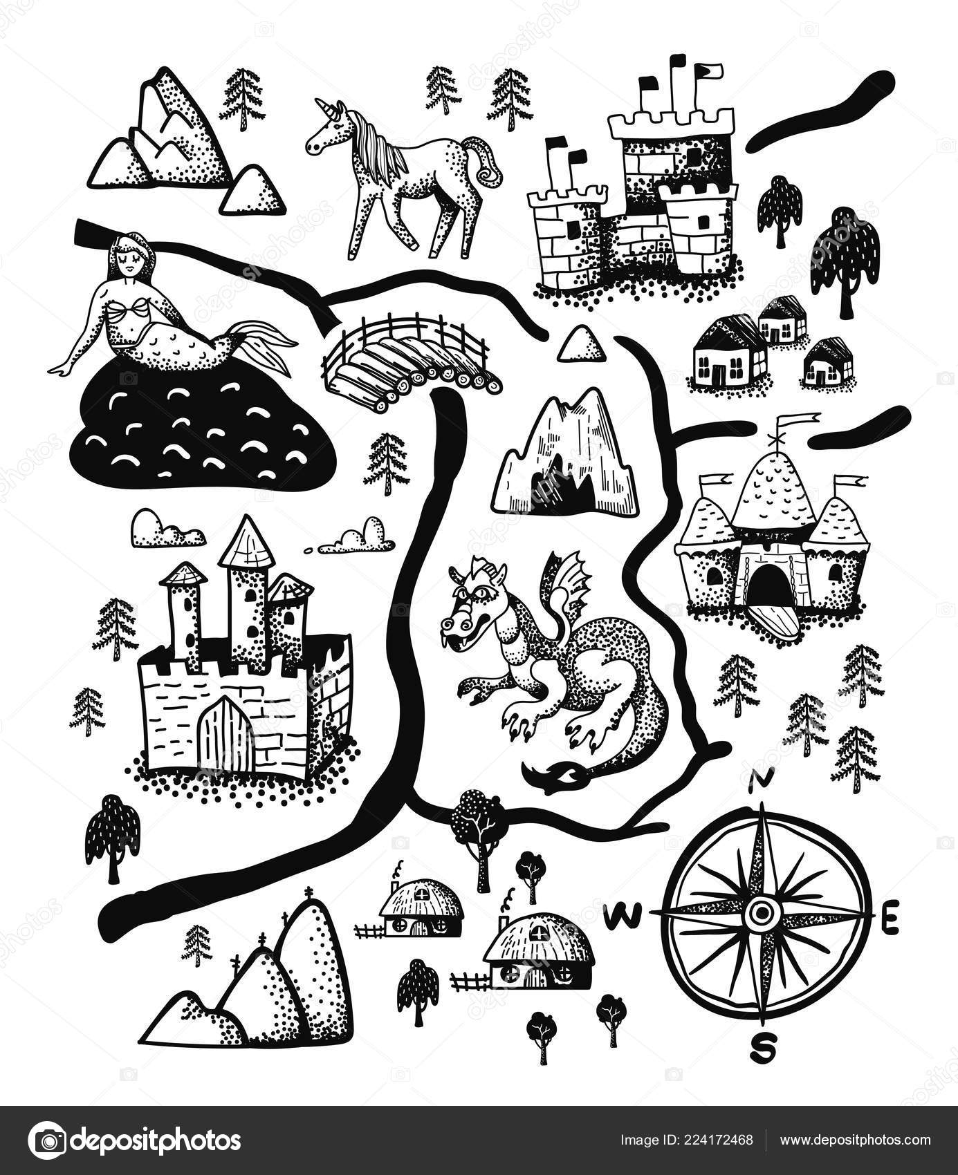 Medieval Castle Drawing Dragon