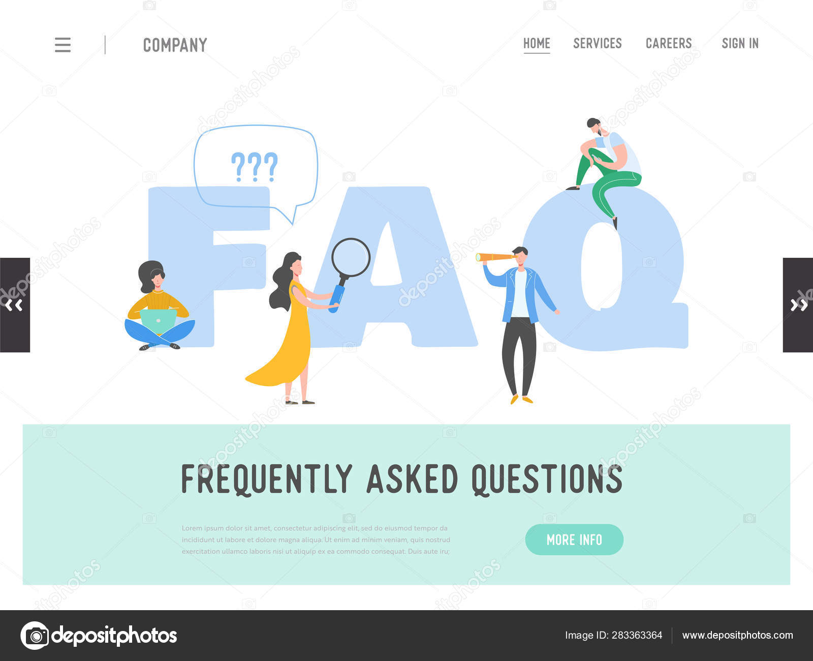 Landing page of Frequently asked questions concept. Question answer ...