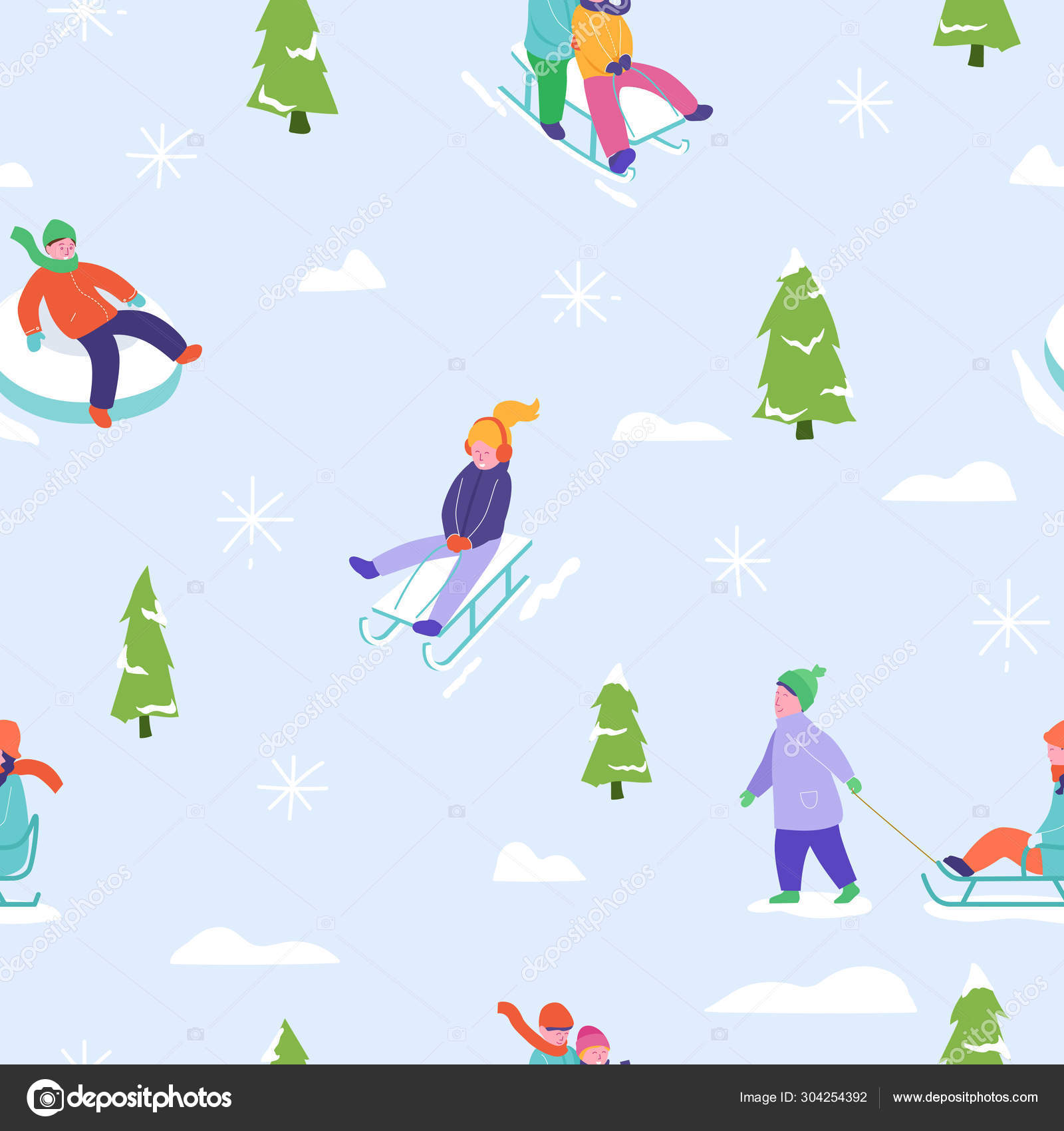 Download - Winter season illustration Background with people character ...