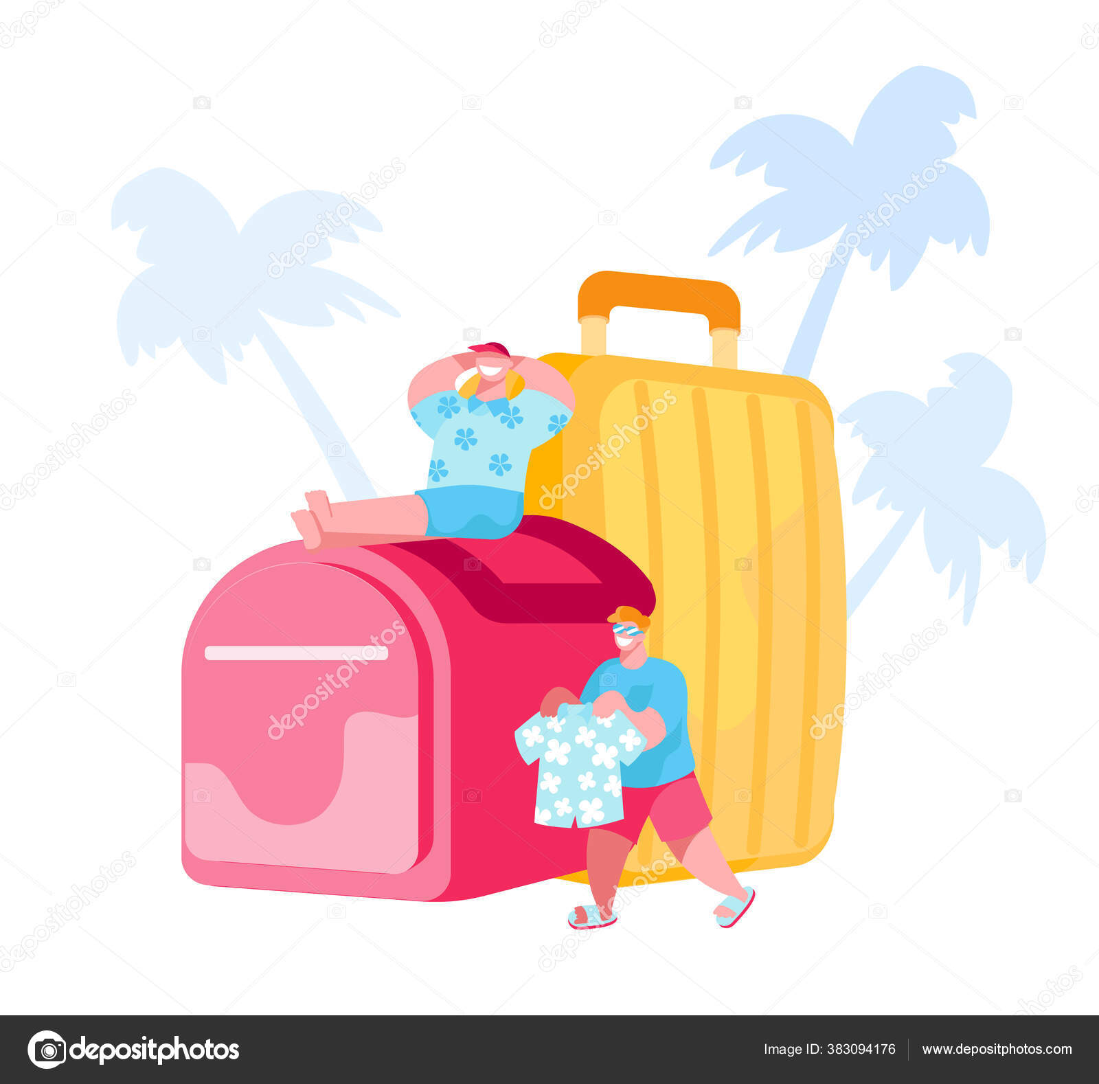 Man Packing Suitcase Cartoon
