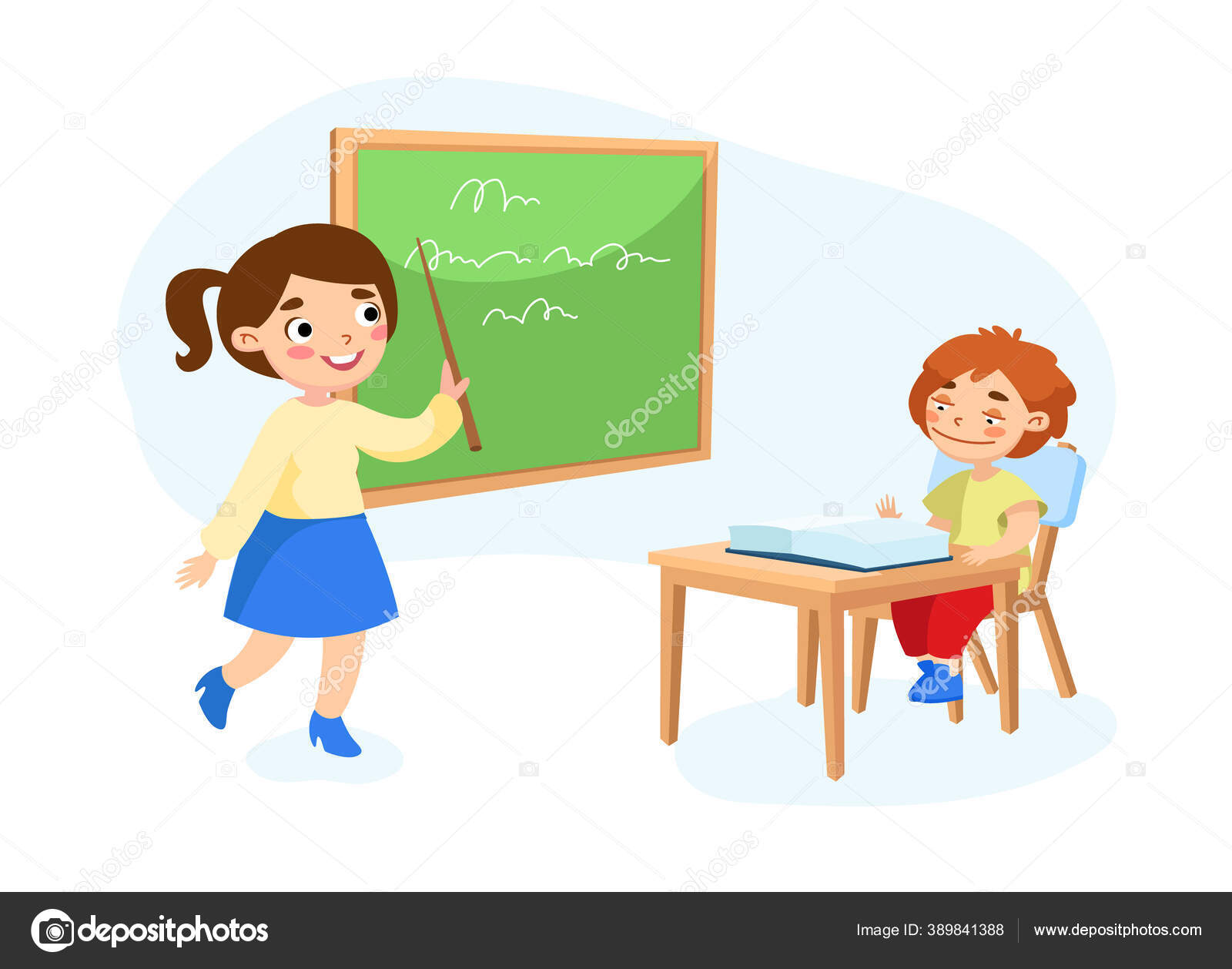 Students Sitting In Class Cartoon