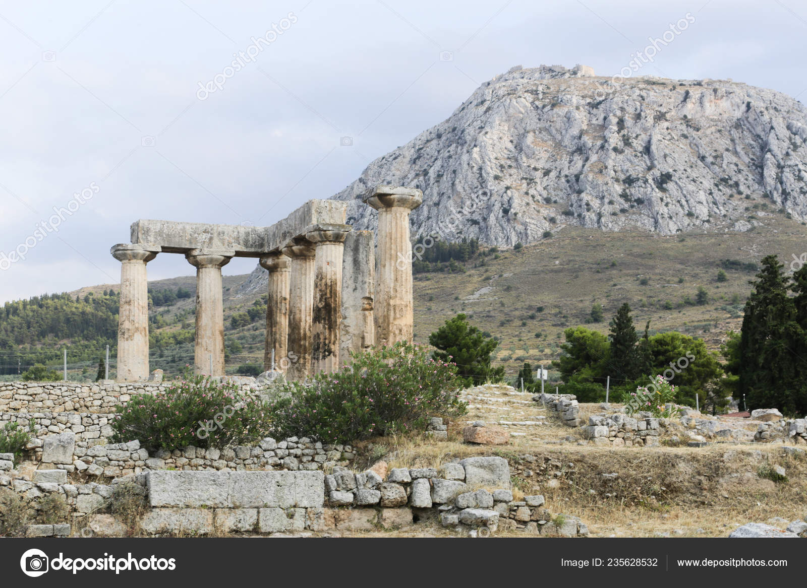 Historic Ancient Ruins Corinth Acrocorinth Archaeological Sites Greece ...