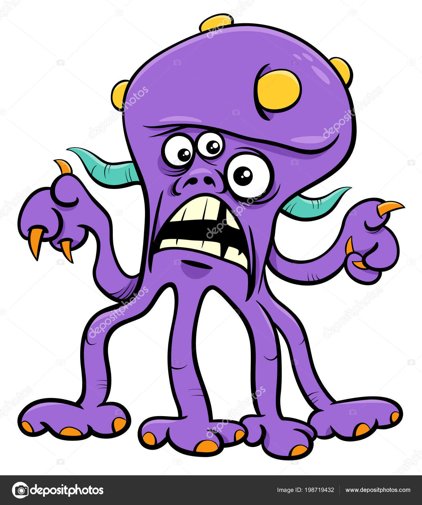 Cartoon Illustration Funny Monster Fright Fantasy Character Stock ...