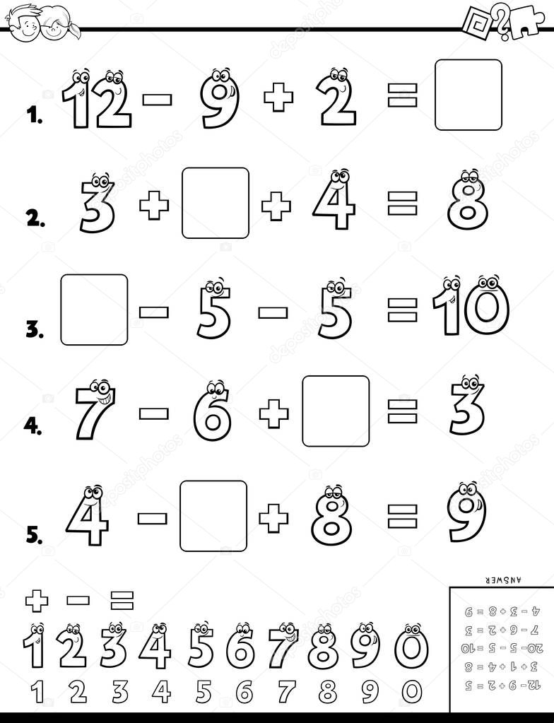 Ilustraci n de dibujos animados en blanco y negro de la hoja de c lculo matem tico educativo ...