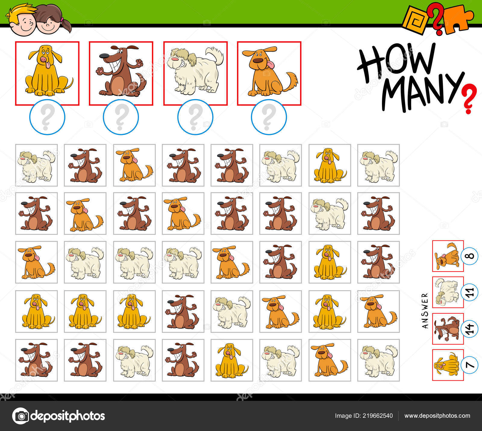 Ilustración Dibujos Animados Del Juego Conteo Educativo Para Niños Con ...