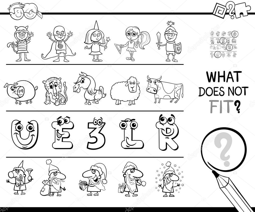 Ilustraci n de dibujos animados en blanco y negro de encontrar una imagen que no encaja en un ...