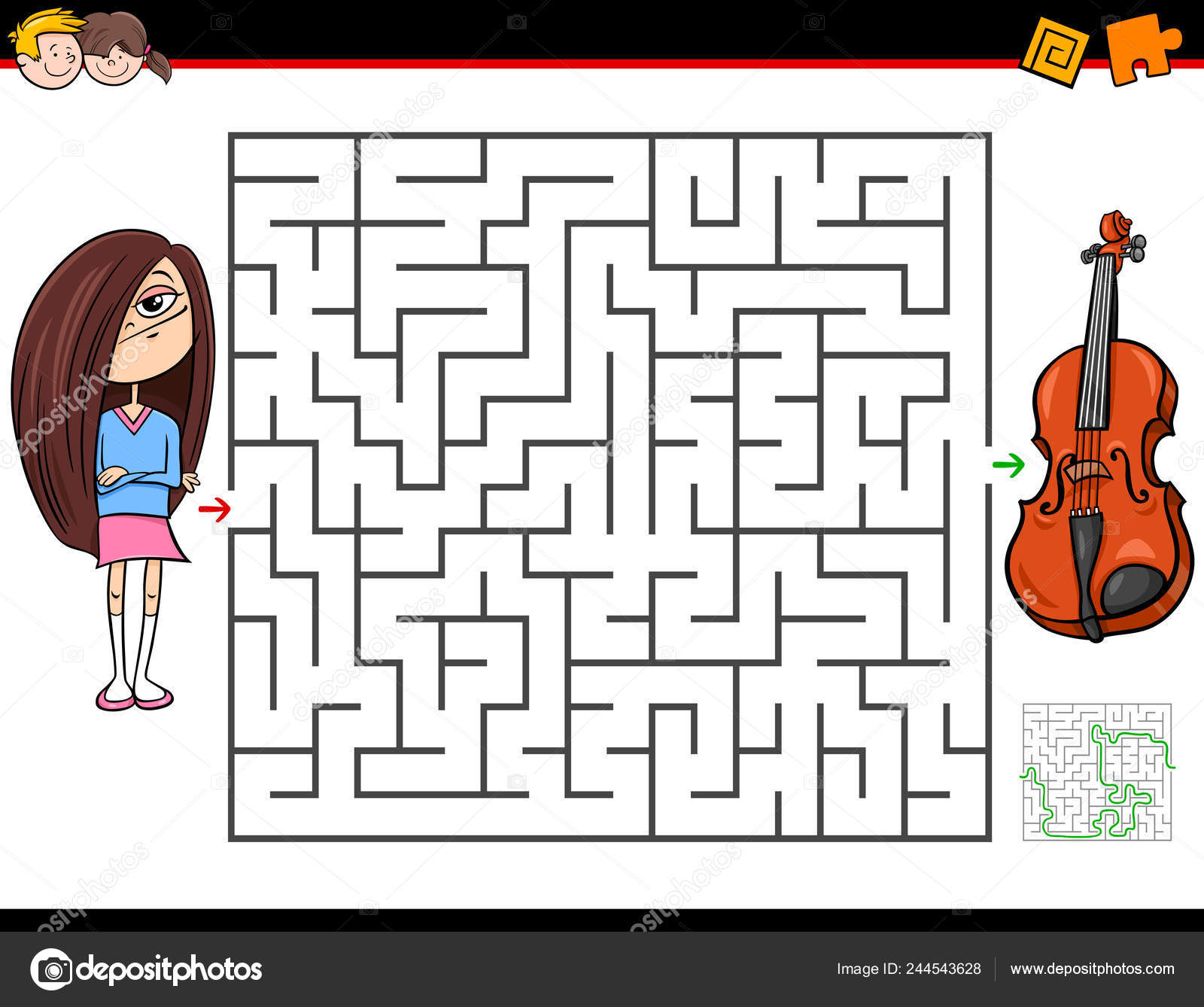 Ilustración Dibujos Animados Del Laberinto Educativo Juego Actividades ...