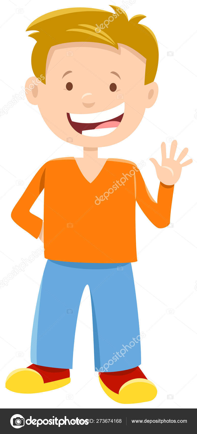 Garçon De Dessin Animé Heureux