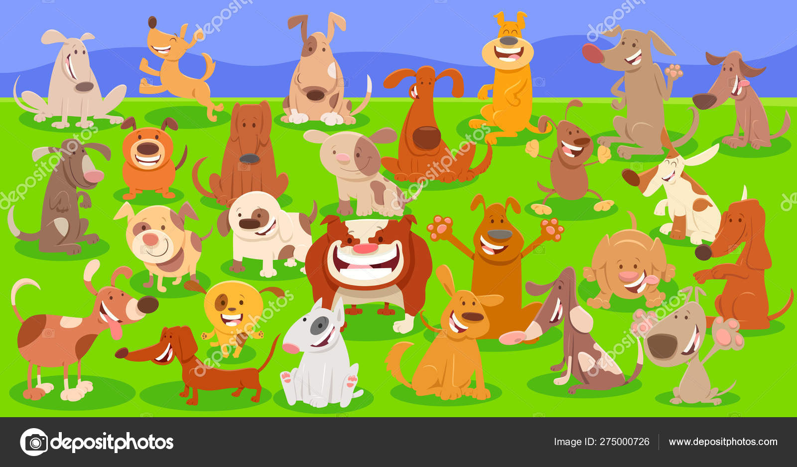 Σκύλοι καρτούν χαρακτήρες τεράστια ομάδα Διανυσματικό Αρχείο από ...