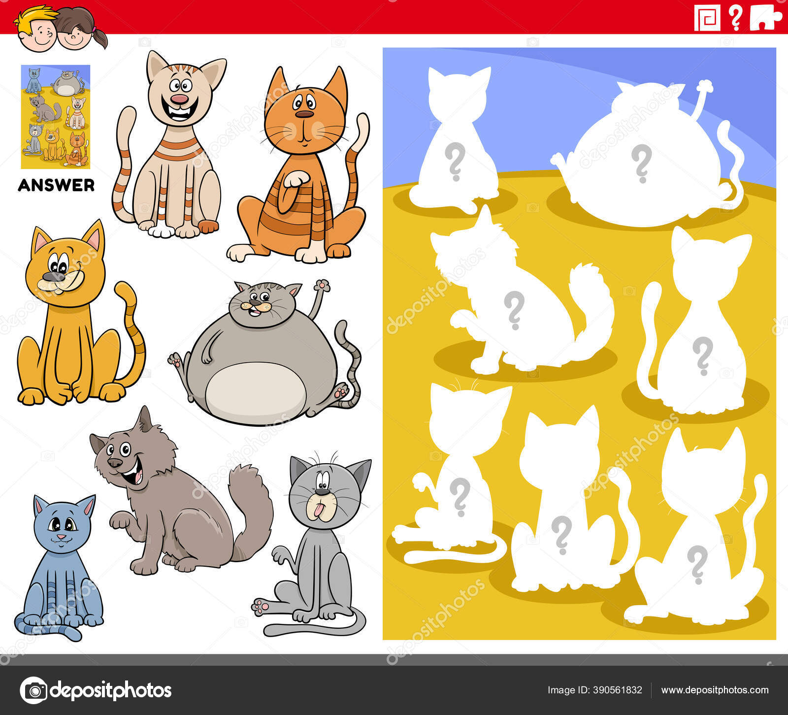 Dibujos Animados Ilustración Los Objetos Del Partido Forma Correcta ...