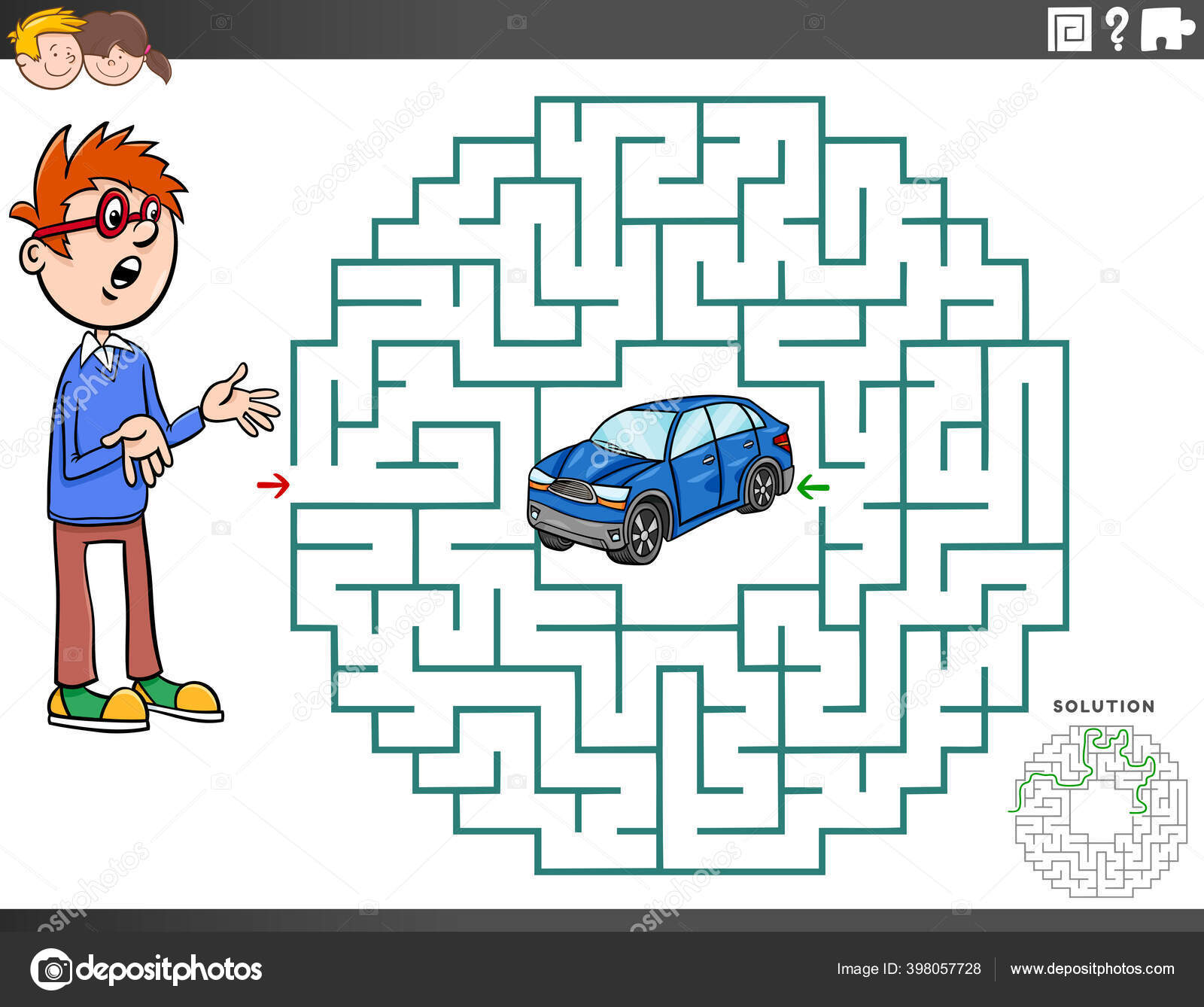 Cartoon Illustration Educational Maze Puzzle Game Children Boy ... Cartoon Illustration Educational Maze Puzzle Game Children Boy ...