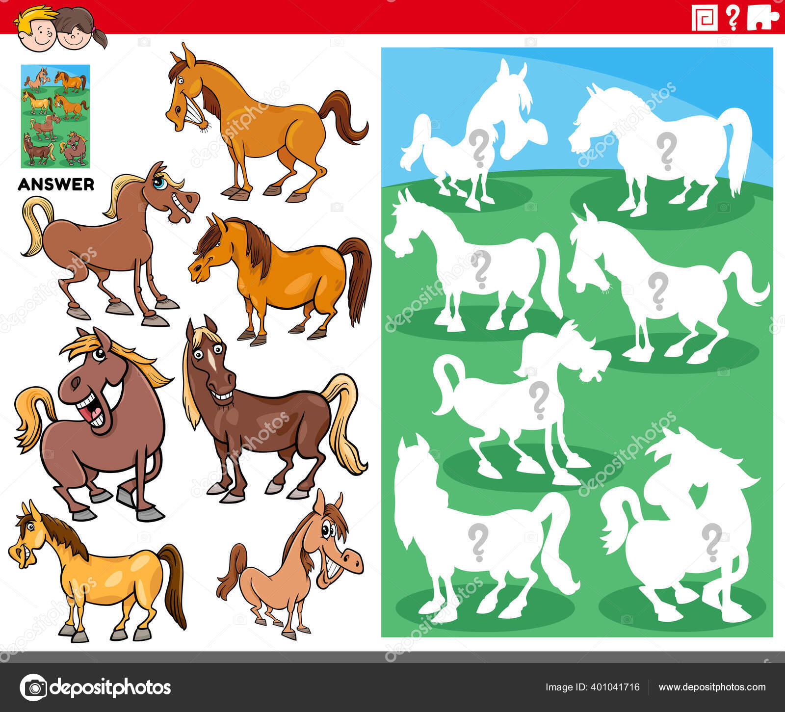 Dibujos Animados Ilustración Los Objetos Del Partido Forma Correcta ...