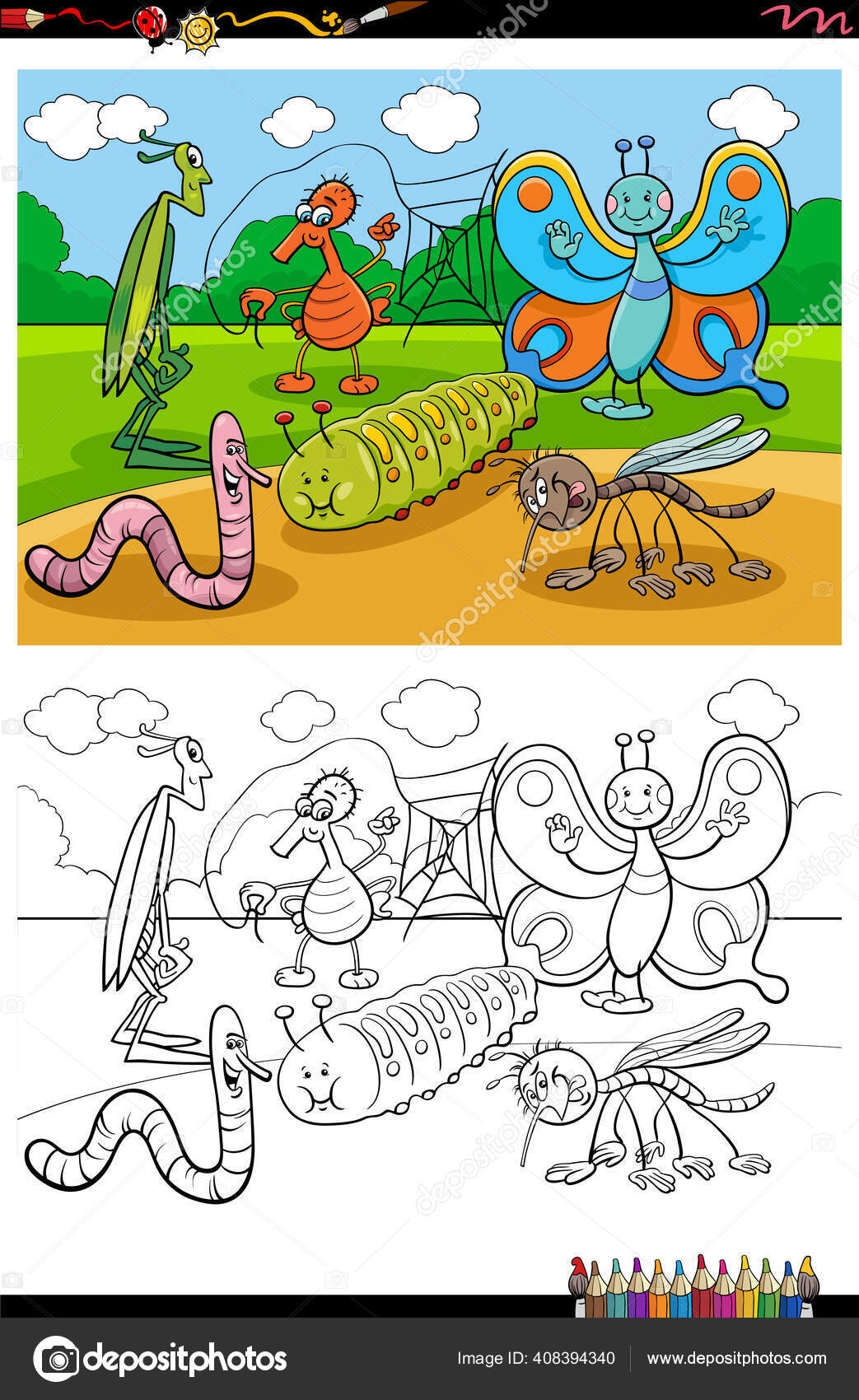 Image vectorielle Illustration Dessins Animés D'insectes Insectes ...