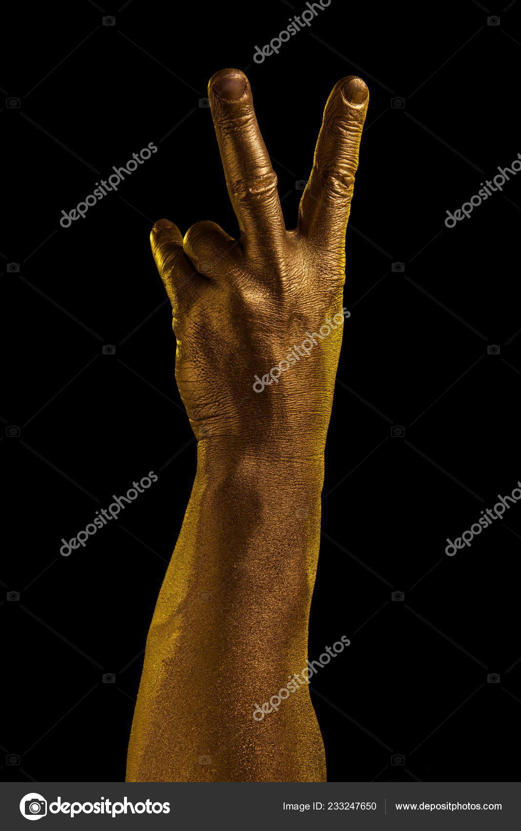 Golden Hand Gesture Black Background — Stock Photo © Kozlik #233247650