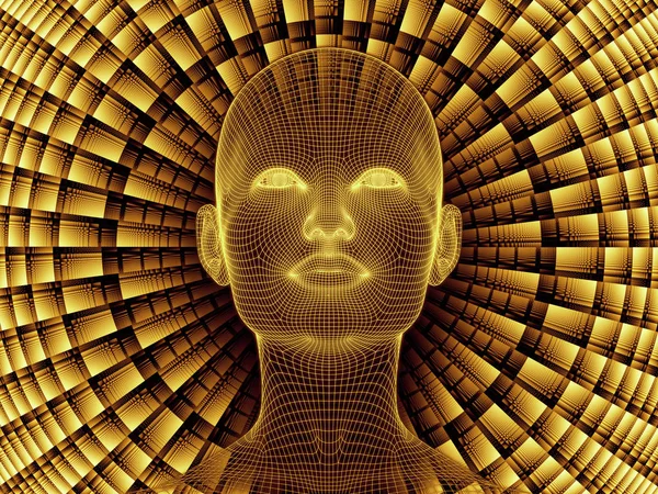 Radiating Mind series. 3D rendering composed of wire-mesh model of ...