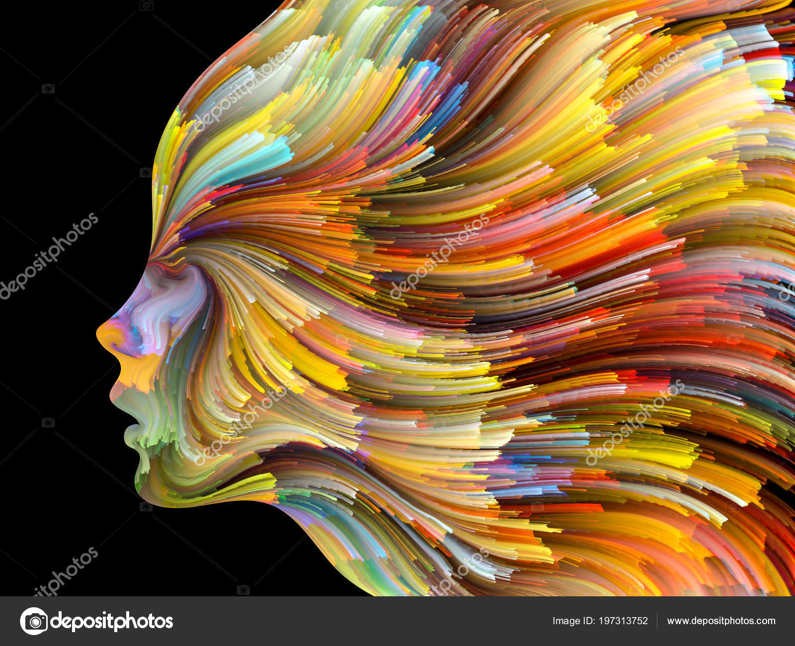 Face Color Series Backdrop Design Human Profile Colorful Lines Moving ...