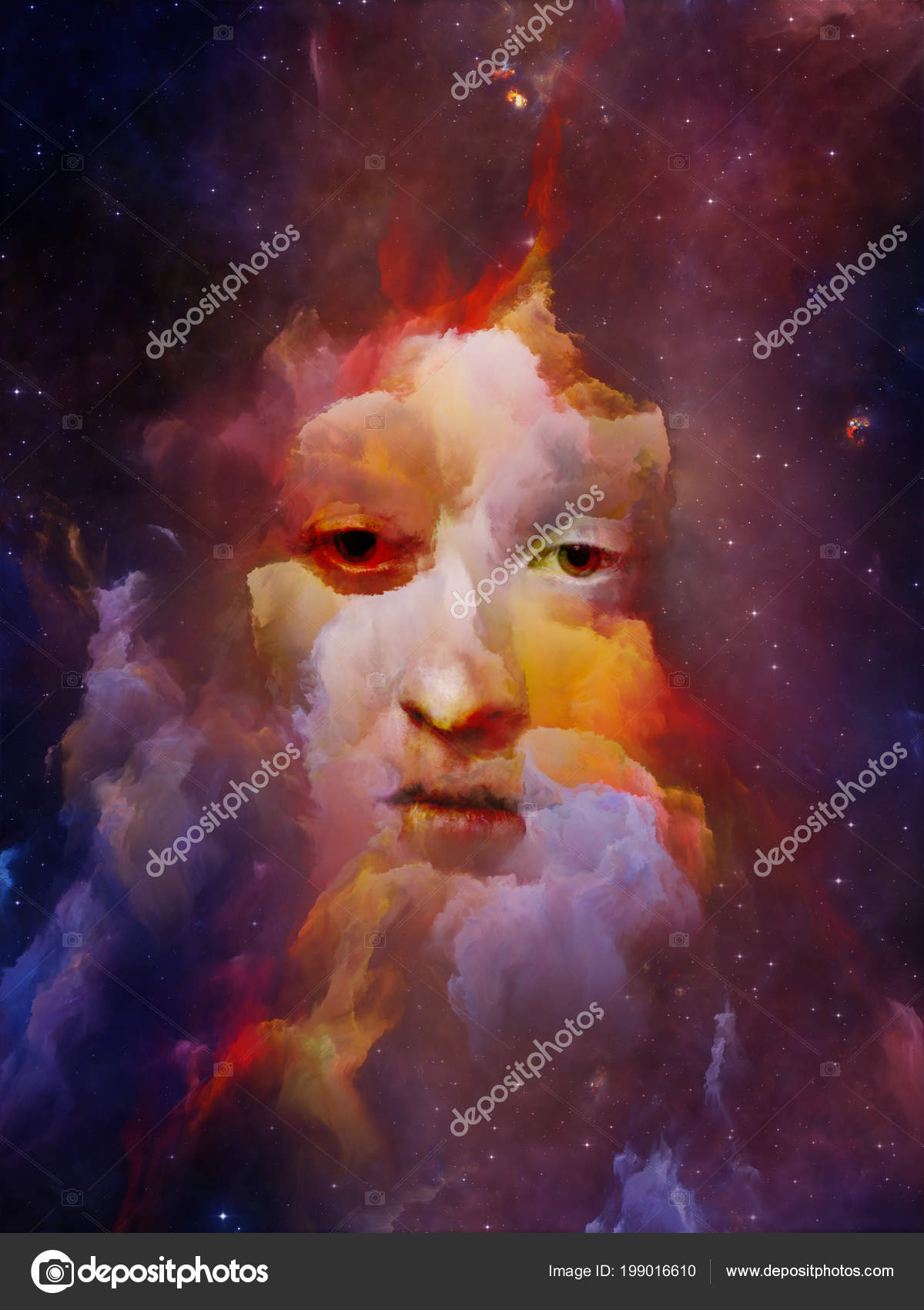 Universe Remember Series Arrangement Woman Face Nebula Stars Subject ...
