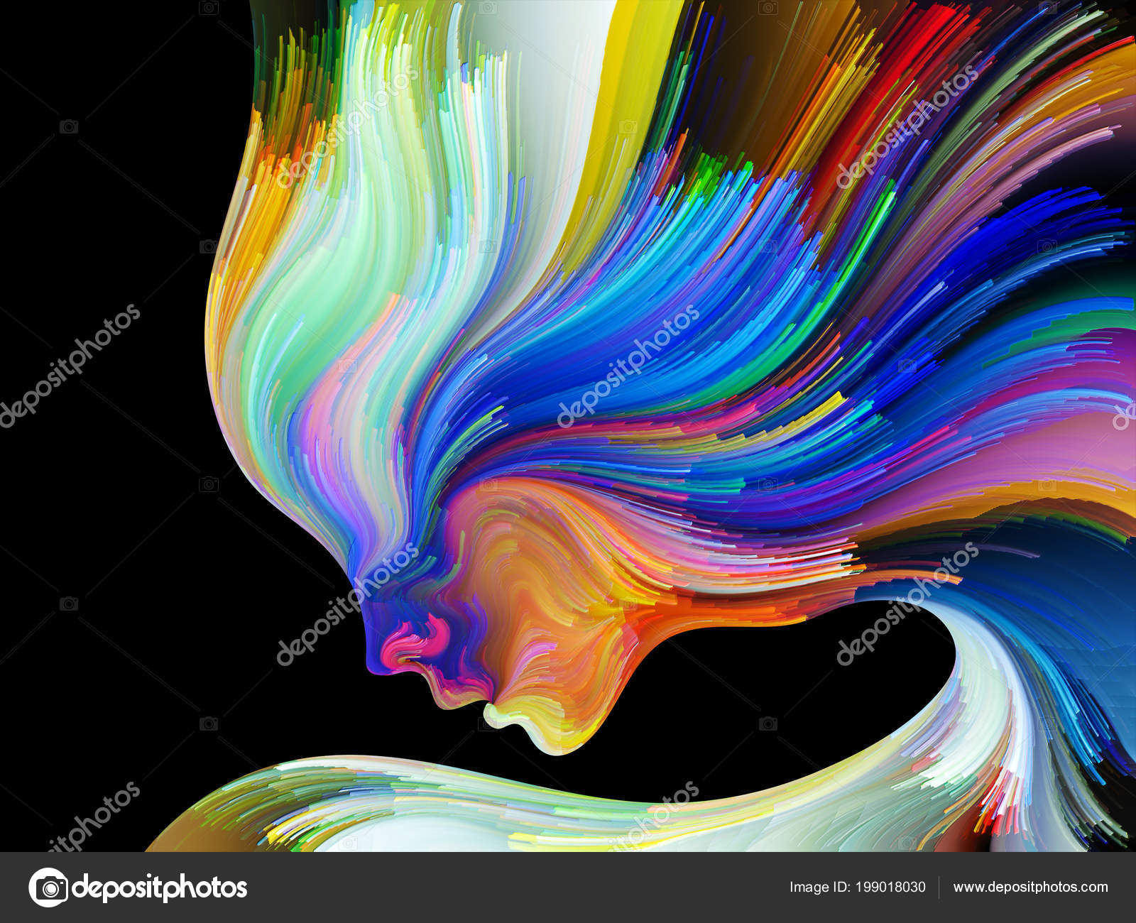 Face Color Series Background Design Human Profile Colorful Lines Moving ...