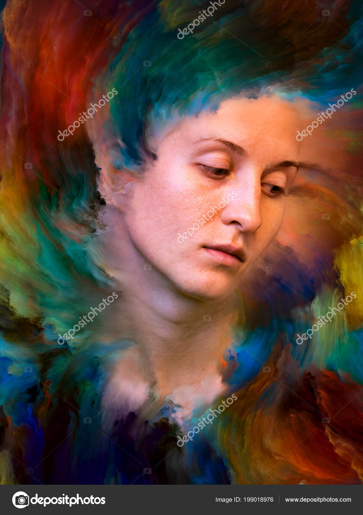 Series Visually Pleasing Composition Female Portrait Fused Vibrant ...
