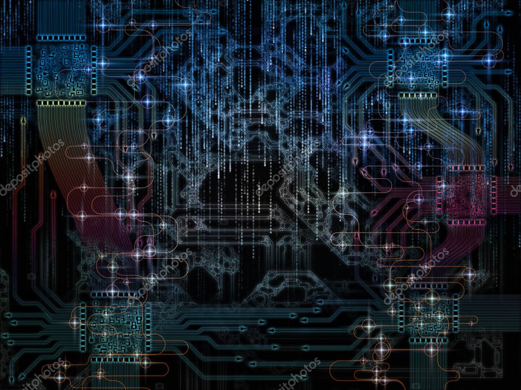 Serie Computer Connection. Composición de CPU, trazas de placa base y ...