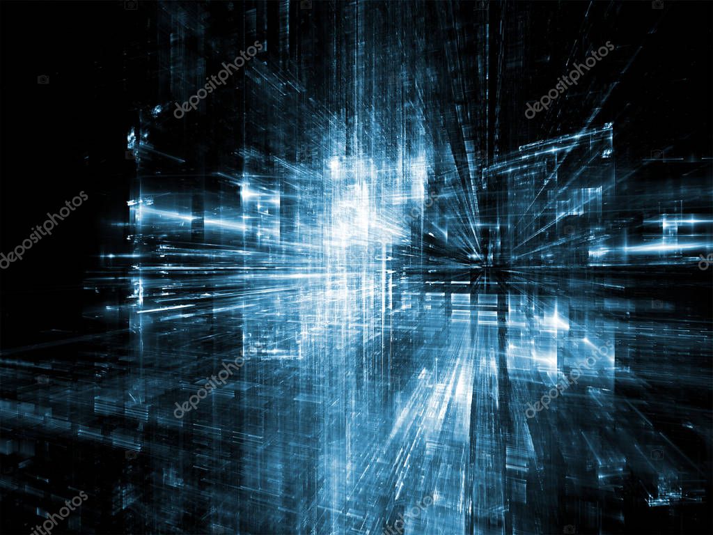 Serie Ciudad Digital. Fondo compuesto por fractales tridimensionales y ...