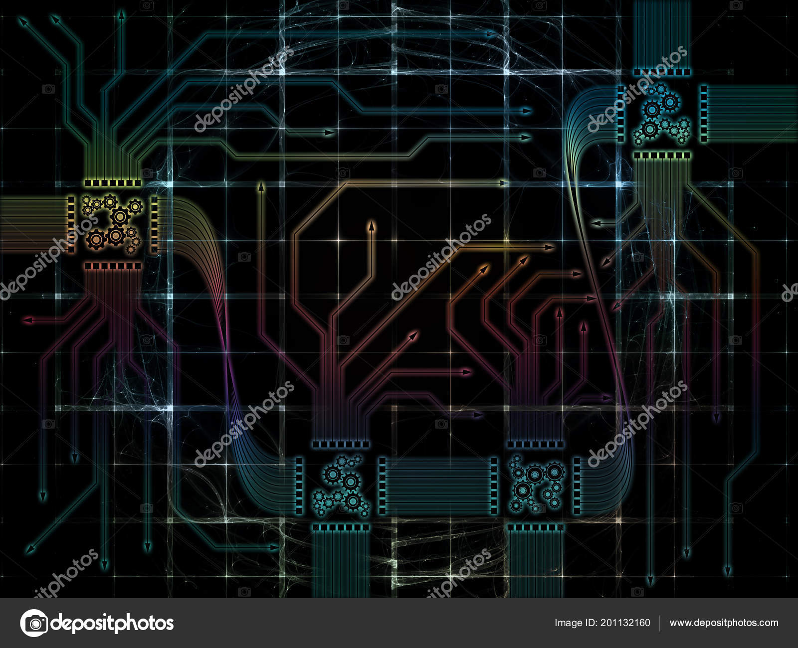 Computer Connection Series Composition Cpu Motherboard Traces Digital ...