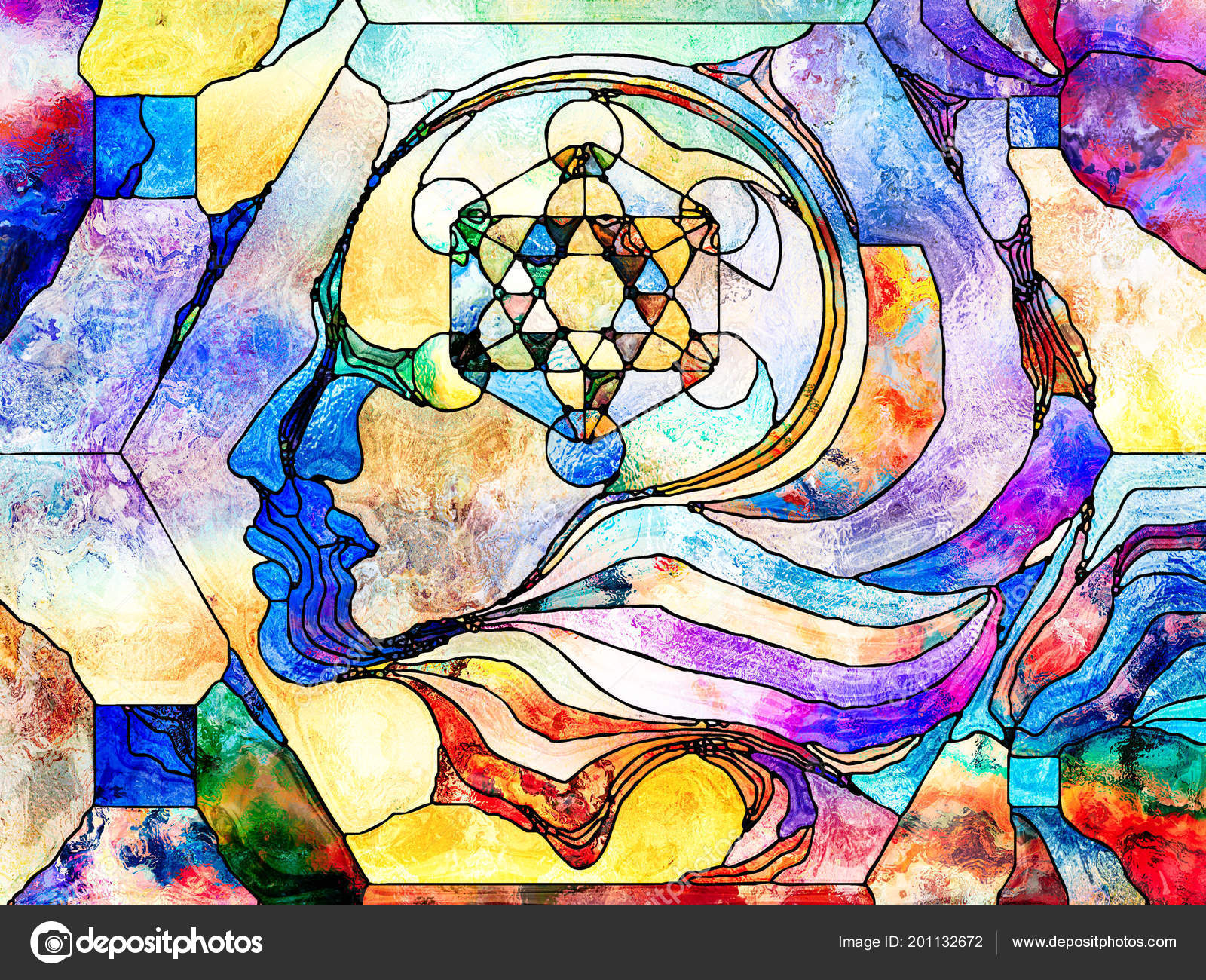 Stained Glass Forever Series Human Profiles Sacred Geometry Circles ...