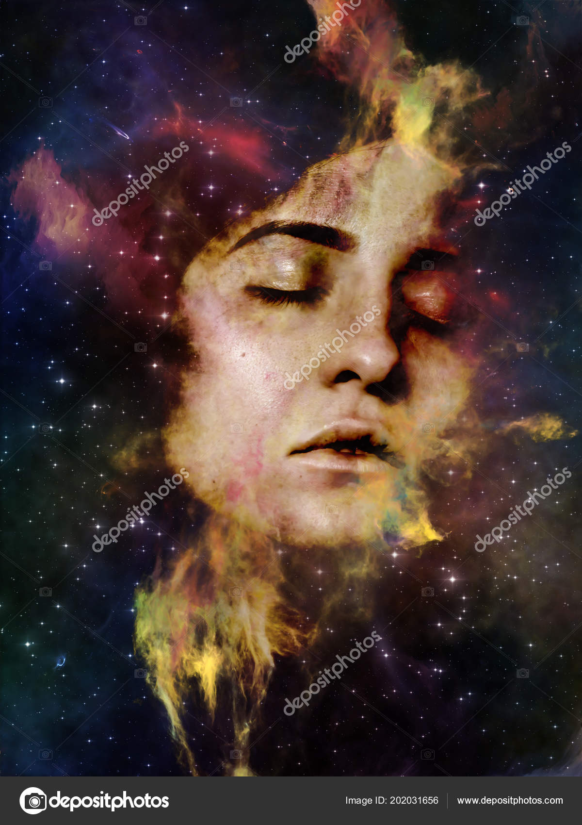 Nebula You Series Background Design Female Portrait Space Nebula ...