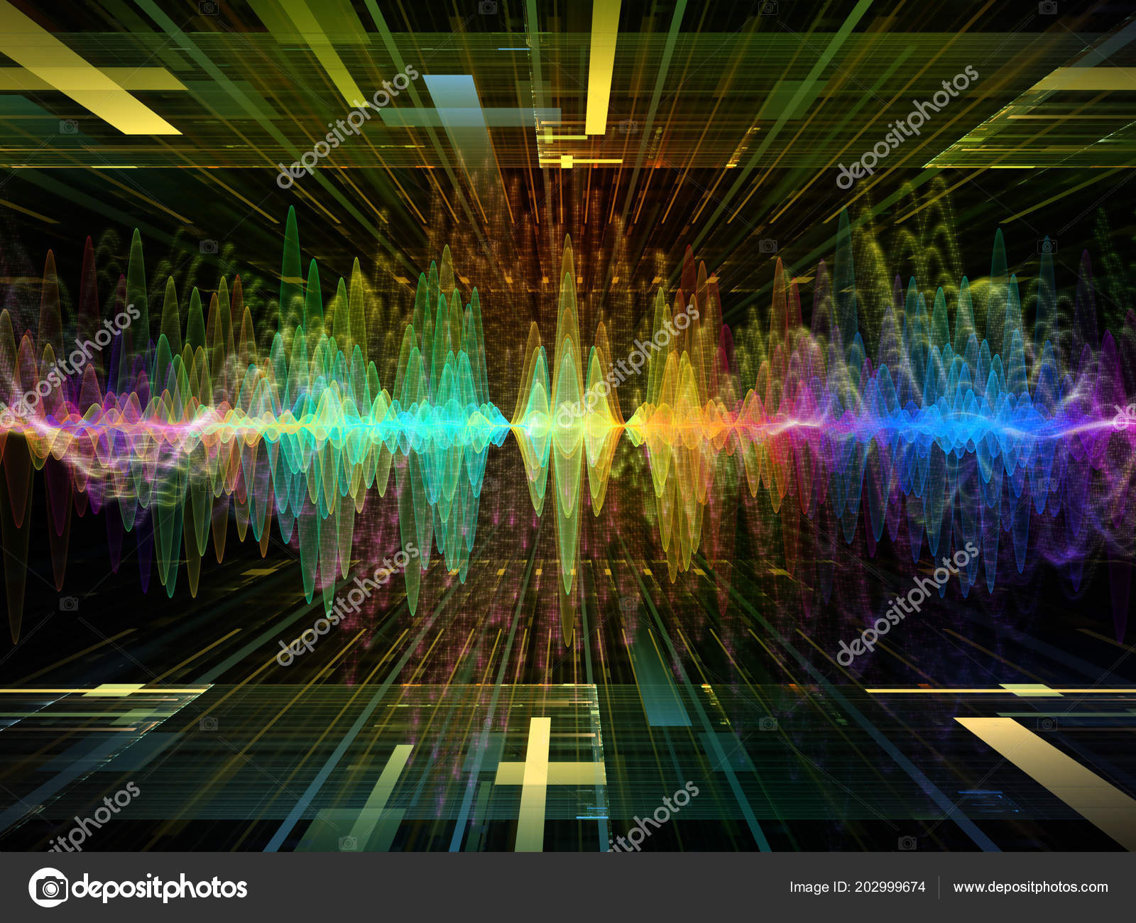 Wave Function Series Composition Colored Sine Vibrations Light Fractal ...